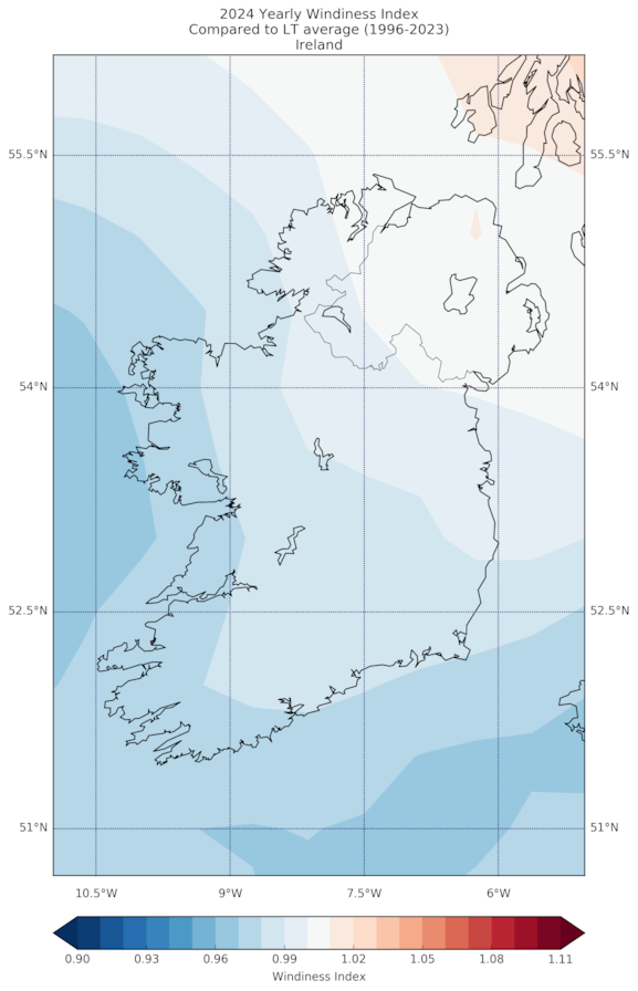 UK and Ireland windiness 2024