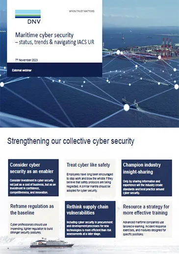 Maritime cyber security – status, trends, and navigating IACS UR