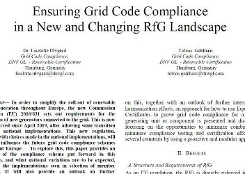 Grid code compliance certification