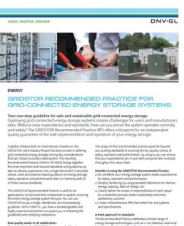 GRIDSTOR Recommended Practice for grid-connected energy storage systems