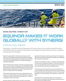Equinor makes it work globally with Synergi Life