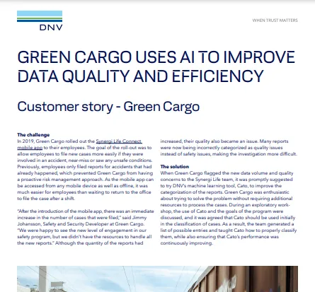 Green Cargo uses AI to improve data quality and efficiency